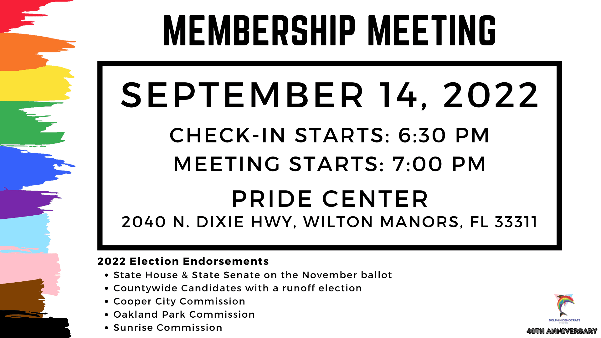Membership Meeting - 09/14/2022 - In-Person - Dolphin Democrats